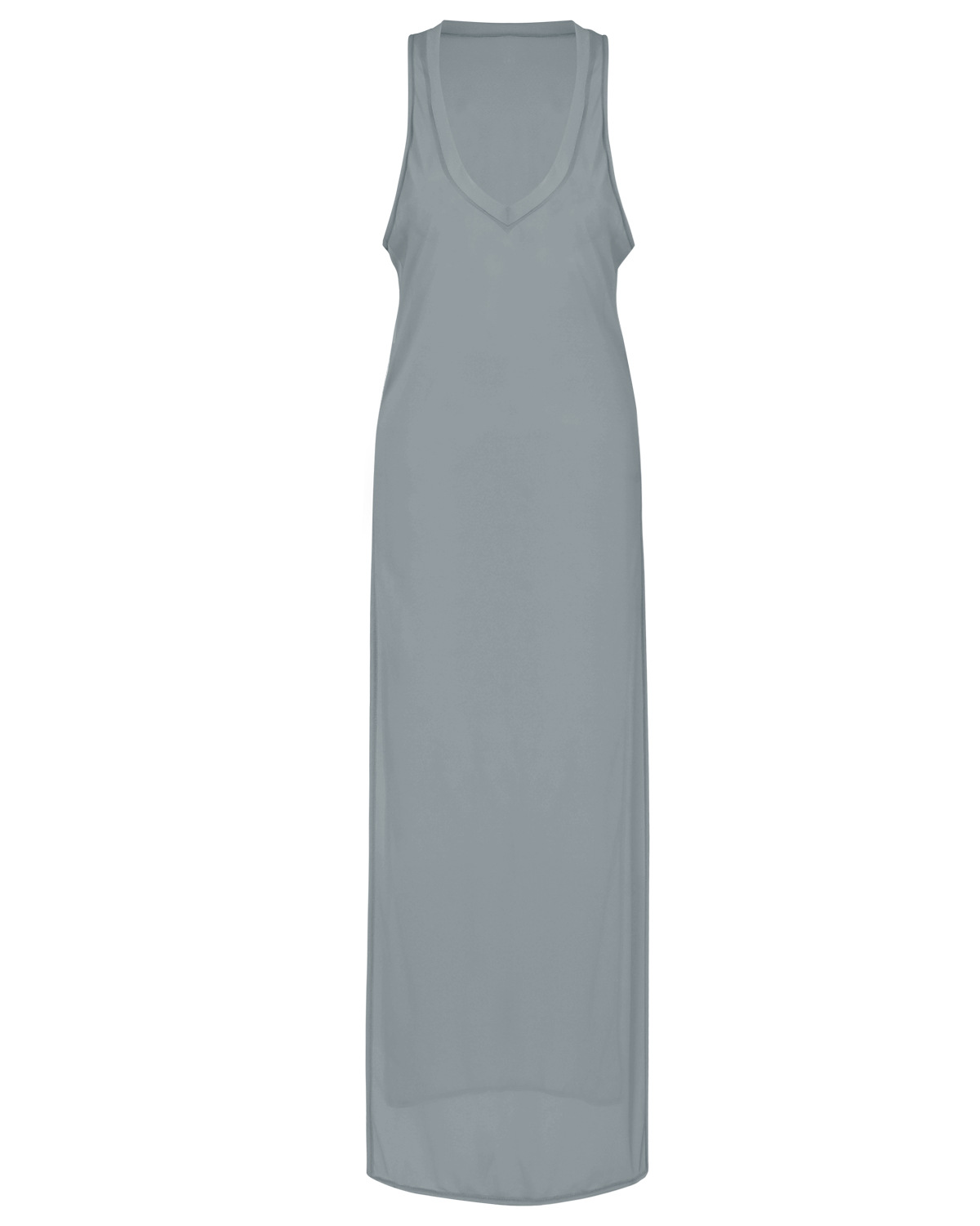 Sexy Deep V Neck Sleeveless See-Through High Split Ployester Cover-Ups ...