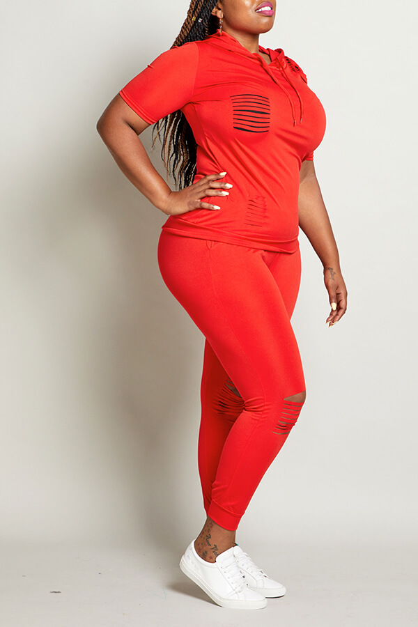 Lovely Leisure Hollow-out Red Plus Size Two-piece Pants Set_Plus Size ... Lovely Leisure Hollow-out Red Plus Size Two-piece Pants Set_Plus Size ...
