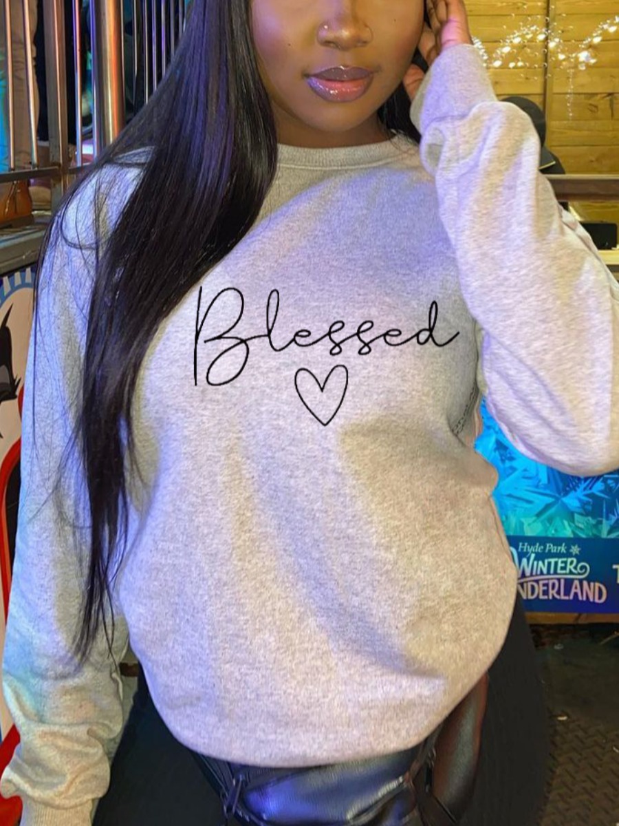 LW Heart Letter Print Oversized Sweatshirt Sale | LovelyWholesale