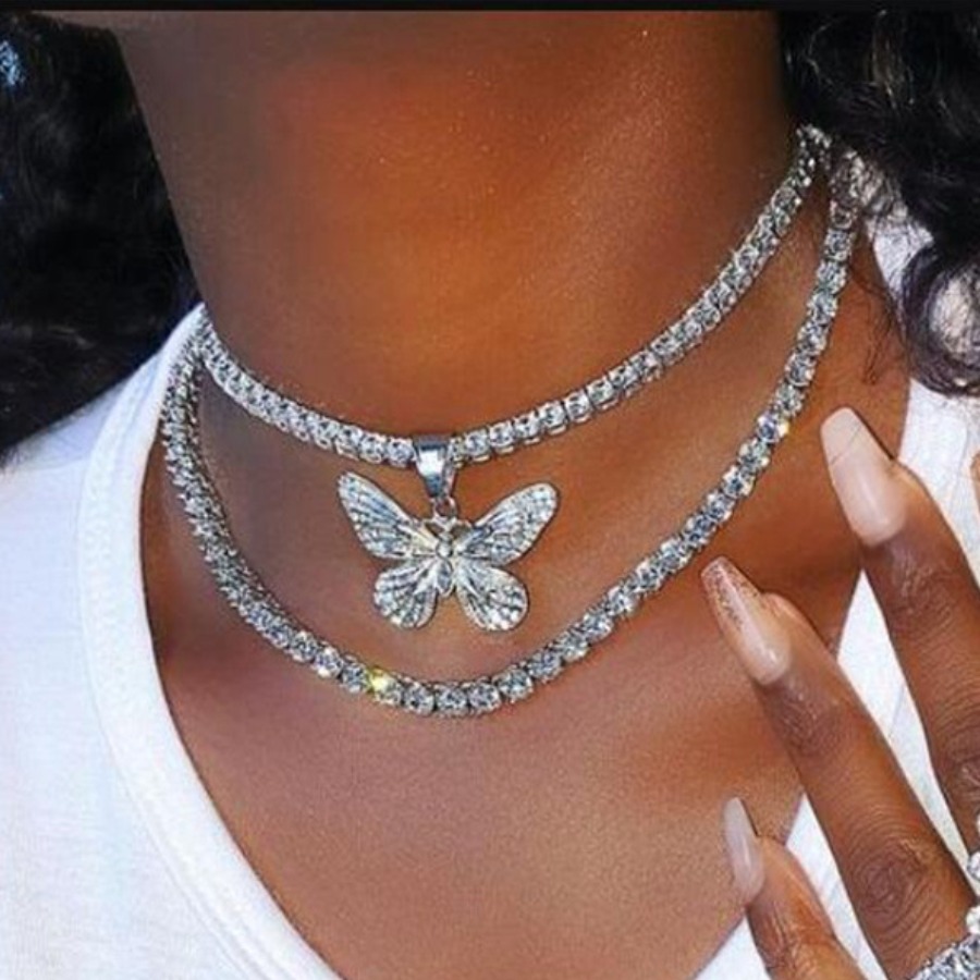 LW Butterfly Decoration Double-layer Necklace Sale | LovelyWholesale