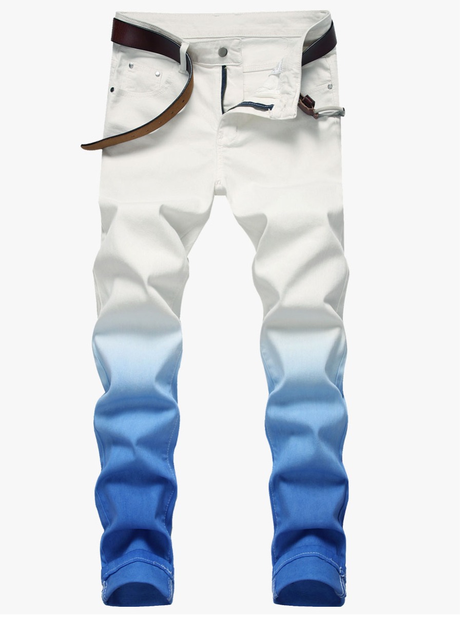 LW Men Street Stretch Denim Mid Waist Gradient Jeans Sale | LovelyWholesale
