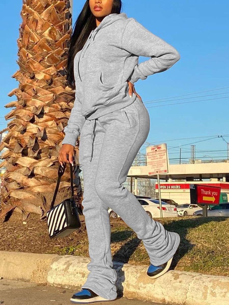 LW Kangaroo Pocket Drawstring Stacked Tracksuit Set Sale | LovelyWholesale