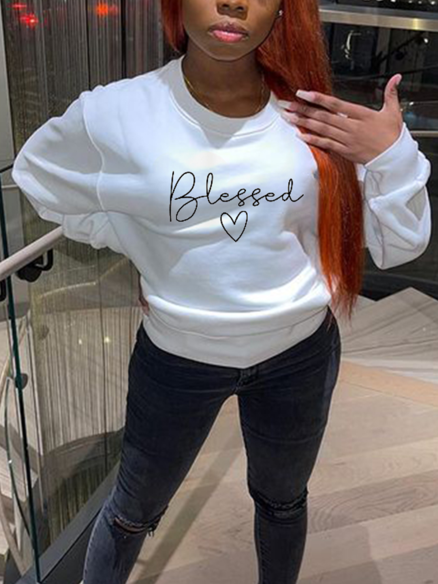 LW Heart Letter Print Sweatshirt Sale | LovelyWholesale