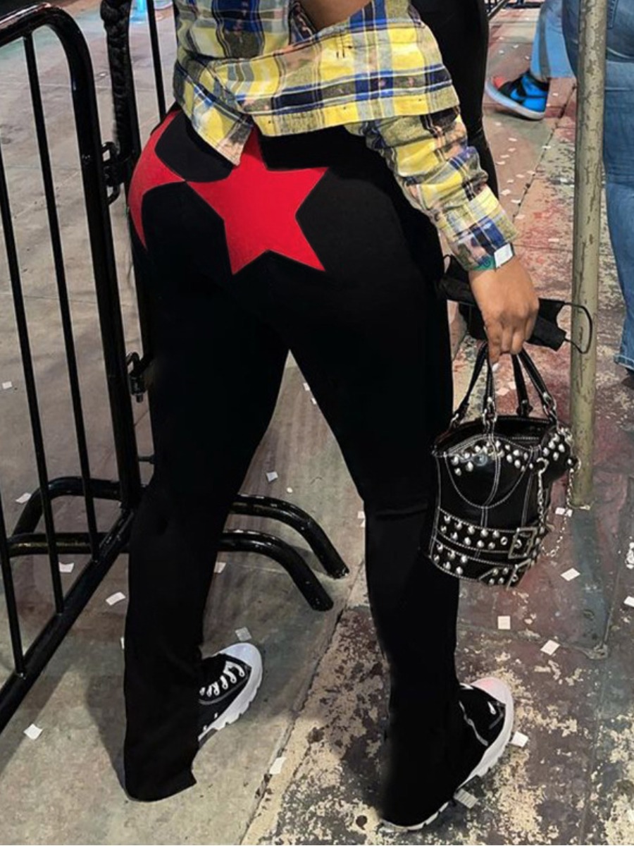 LW Mid Waist Star Print Pants Sale | LovelyWholesale