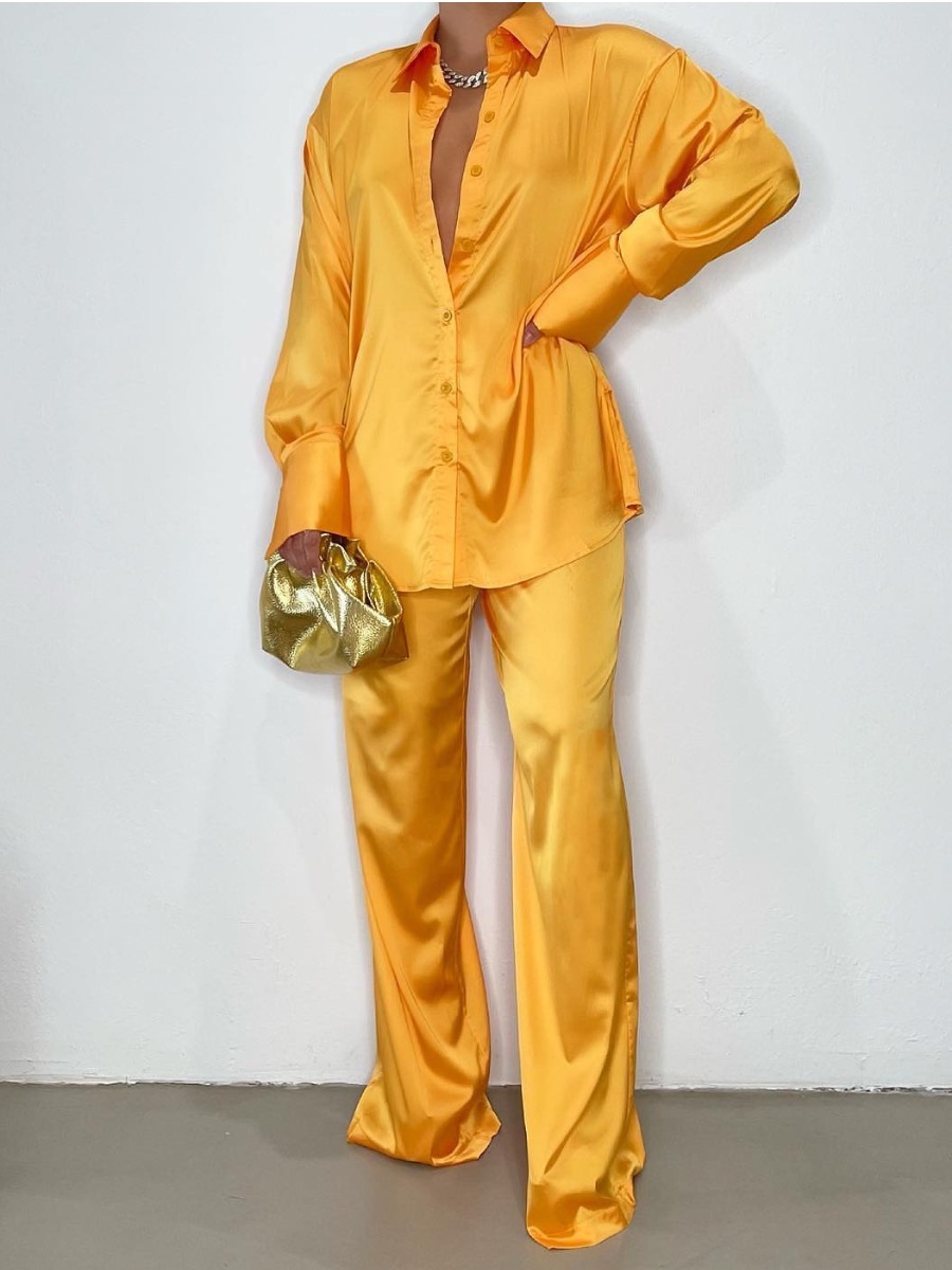 LW Satin Loose Stretchy Pants Set Sale | LovelyWholesale