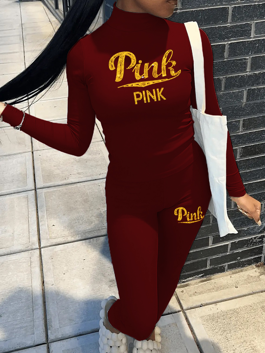 LW Rhinestone Pink Letter Pants Set Sale | LovelyWholesale