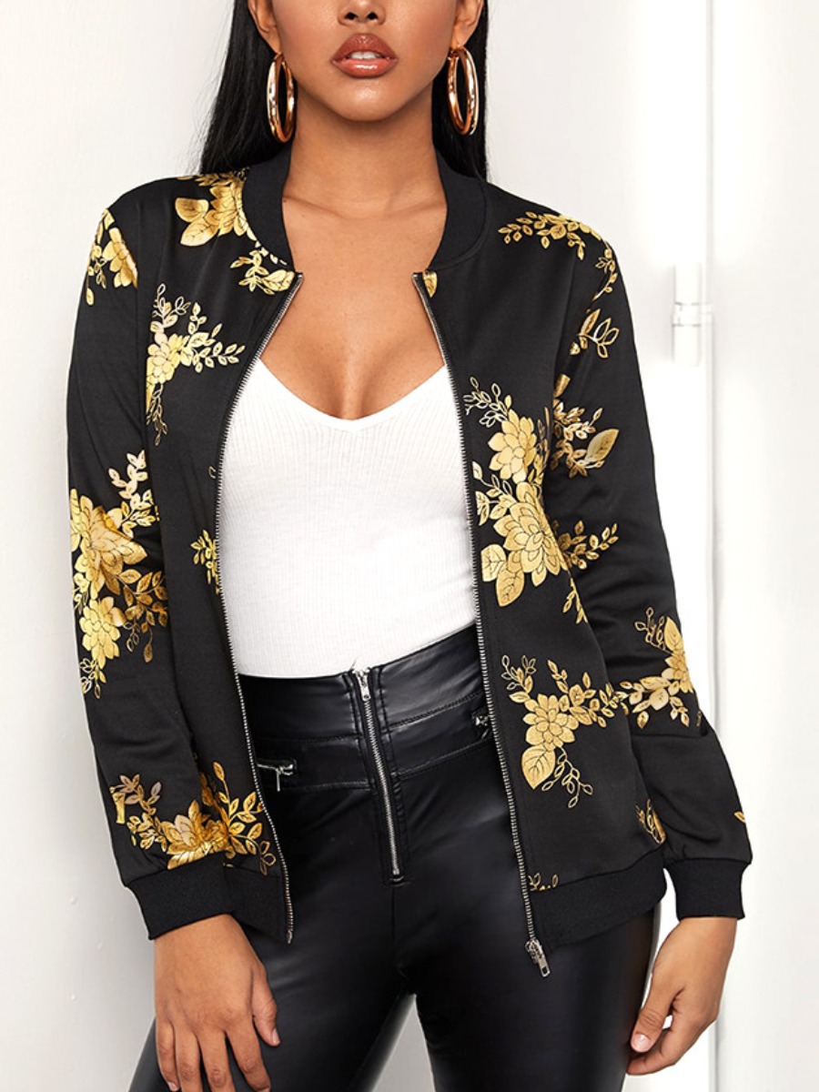 LW Floral Print Zipper Design Jacket Sale | LovelyWholesale