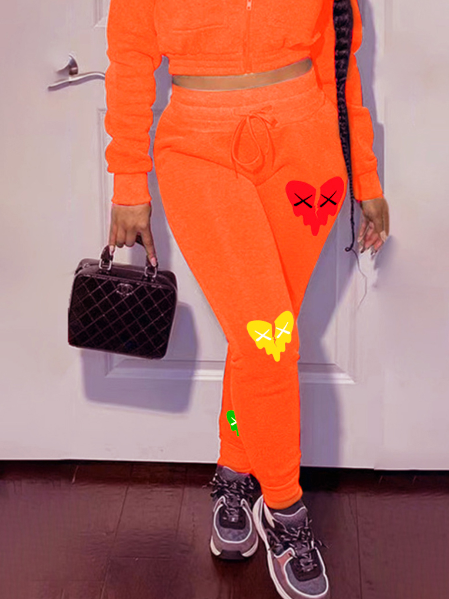 LW Mid Waist Broken Heart Print Drawstring Sweatpants Sale ...