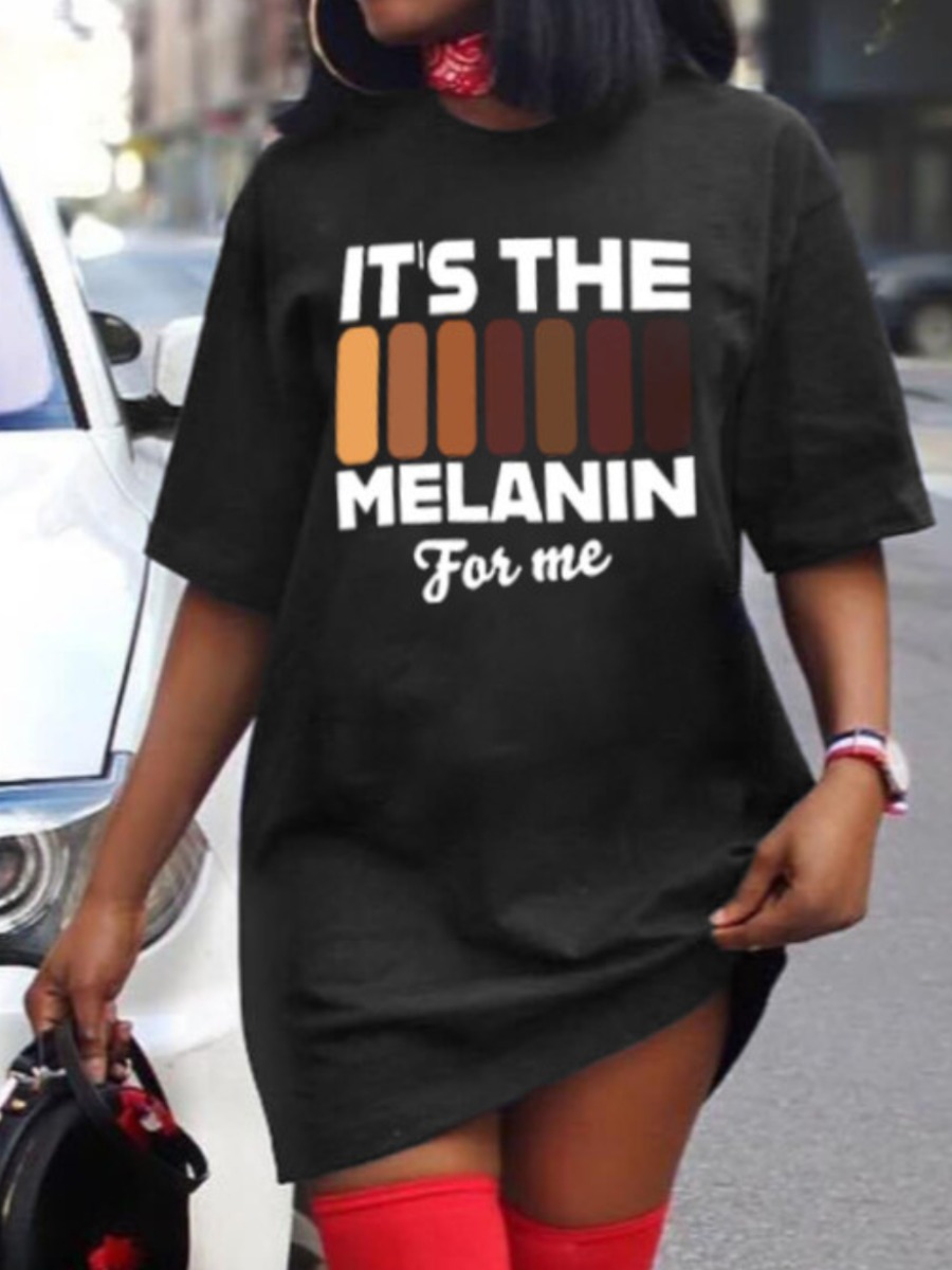 LW Plus Size Melanin Gradient Letter Print T-shirt Dress Sale ...