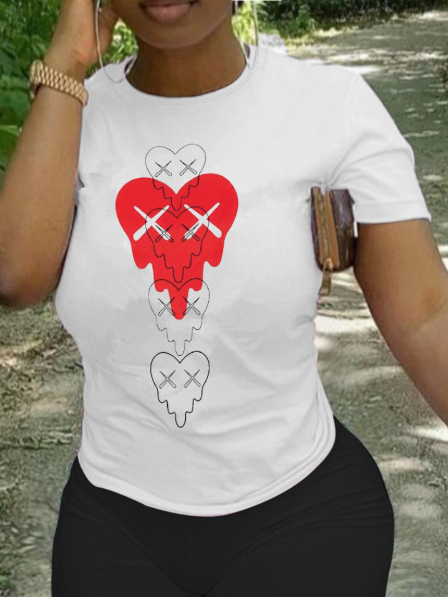 LW Heart Print Patchwork T-shirt Sale | LovelyWholesale